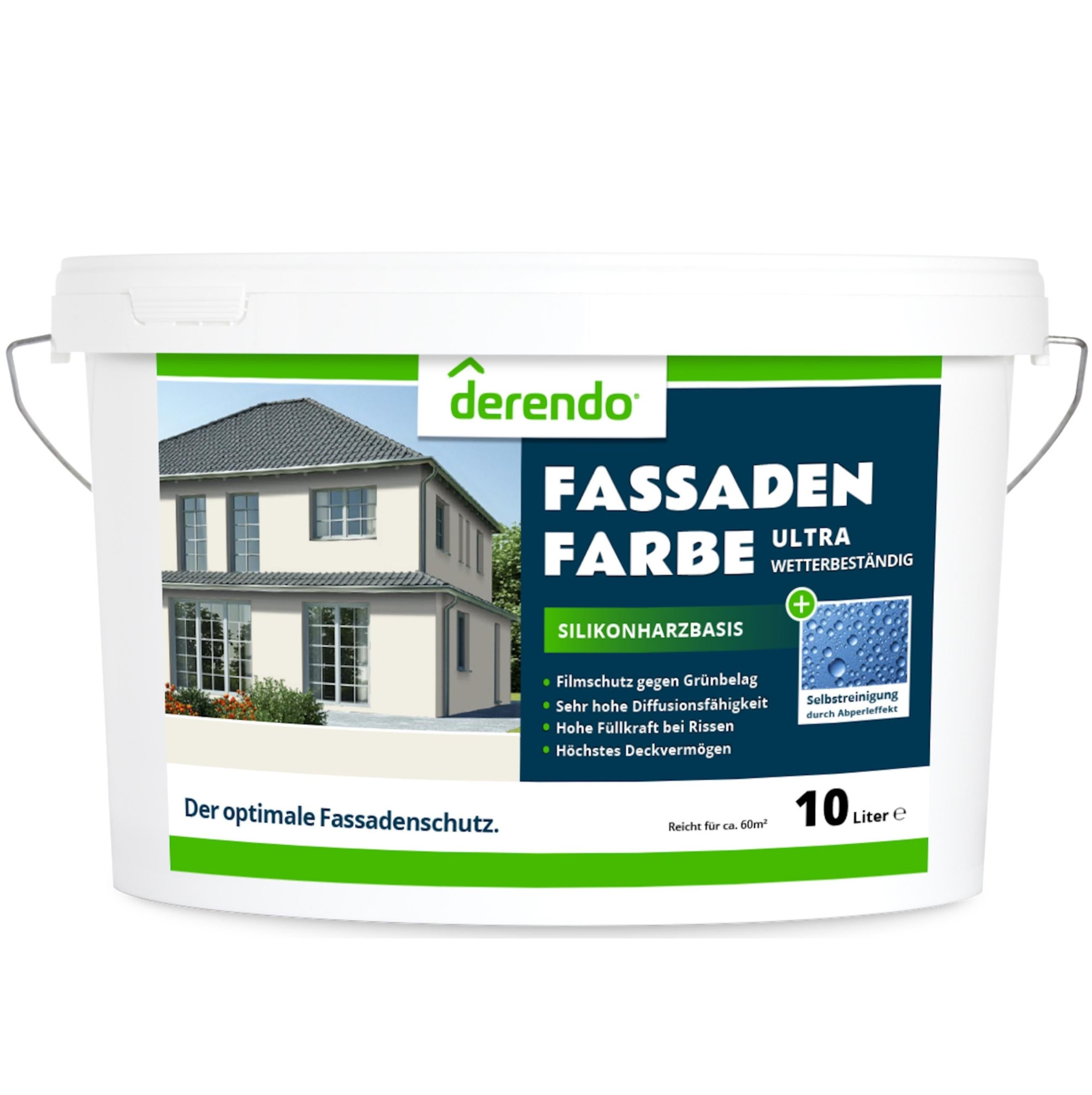 Derendo Fassadenfarbe Altweiss mit ULTRA Wetterschutz und Abperleffekt